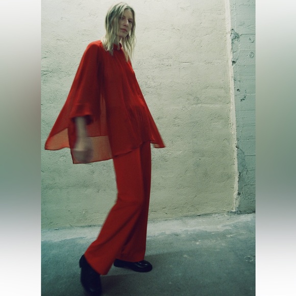 Zara | Pants & Jumpsuits | Zara Red Low Rise Pants Limited Edition ...
